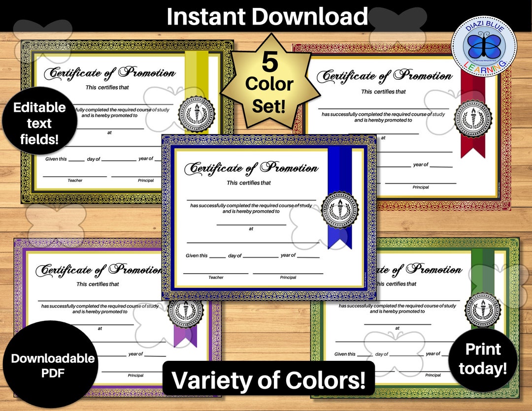 5 Pack Certificates of Promotion, End of Year School Certificates ...