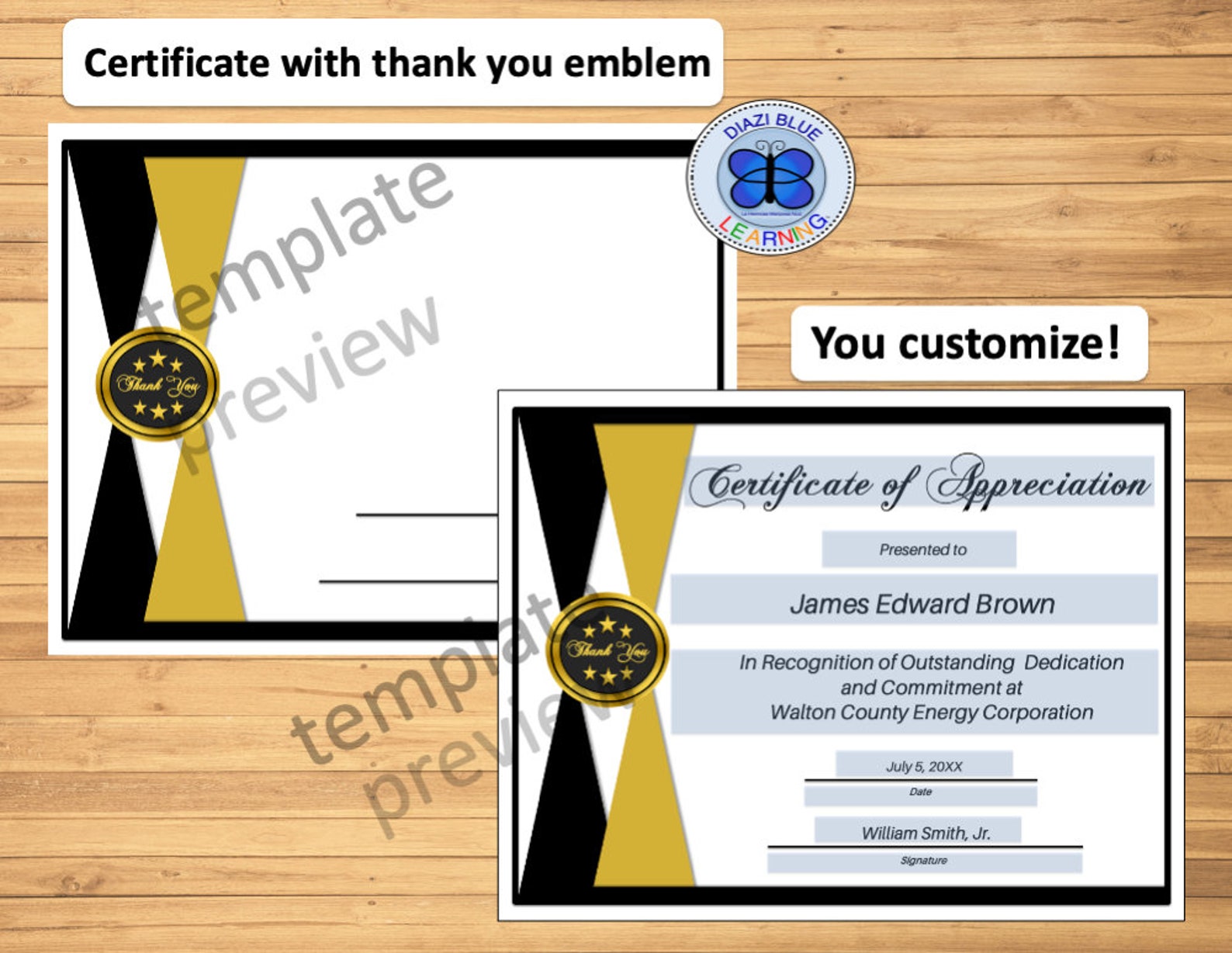 Thank You Certificate Template, Certificate of Appreciation Template ...