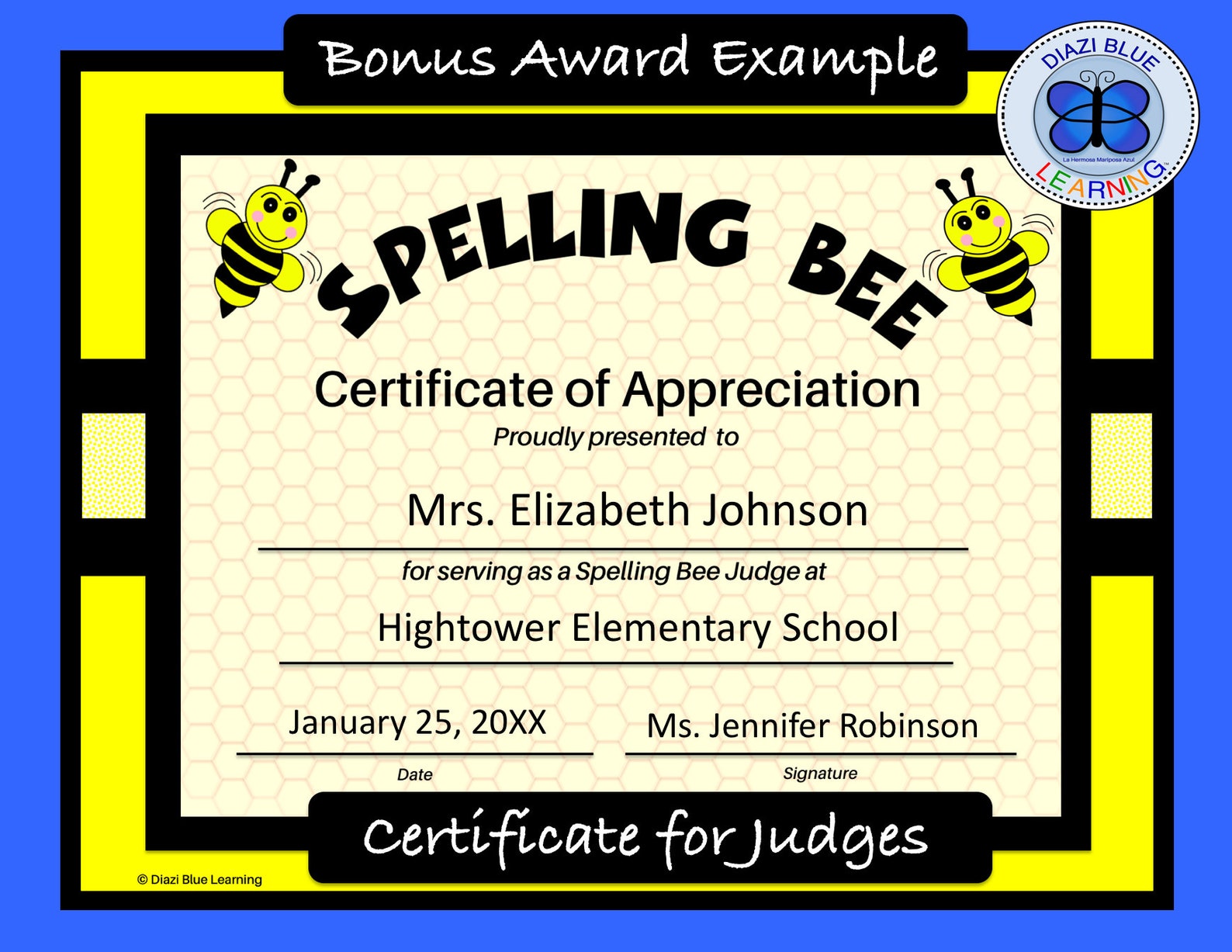 Spelling Bee Award Certificates, Spelling Bee Certificates, Editable ...