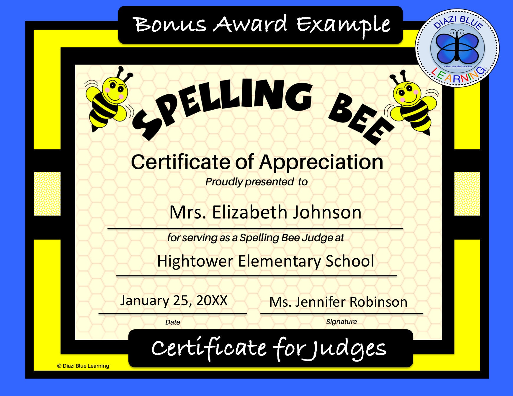 Spelling Bee Award Certificates, Spelling Bee Certificates, Editable ...