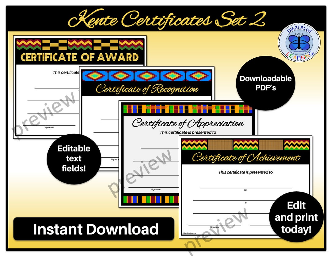 Kente Certificate, Kente Award Set, Kente School Achievement ...