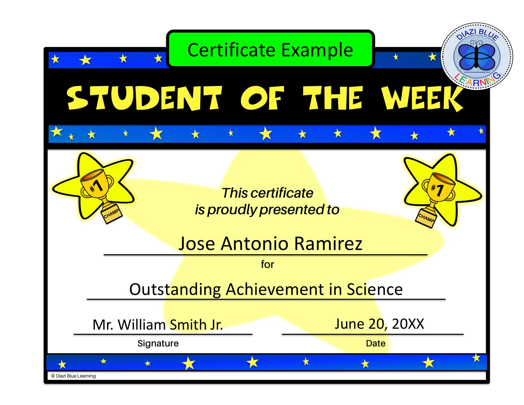 Student of the Week Certificate, Editable PDF Student of the Week Award ...