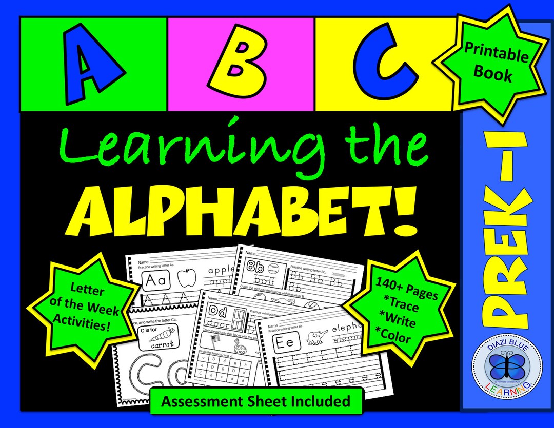 Learn the Alphabet Learning Letters ABC Chart Pre-kindergarten ...