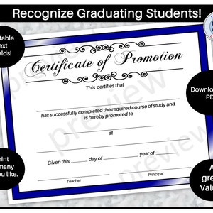 Certificate of Promotion, Certificate of Completion, End of Year ...