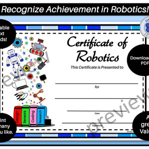 Robotics Award, Robotics Certificates, Certificate of Robotics ...