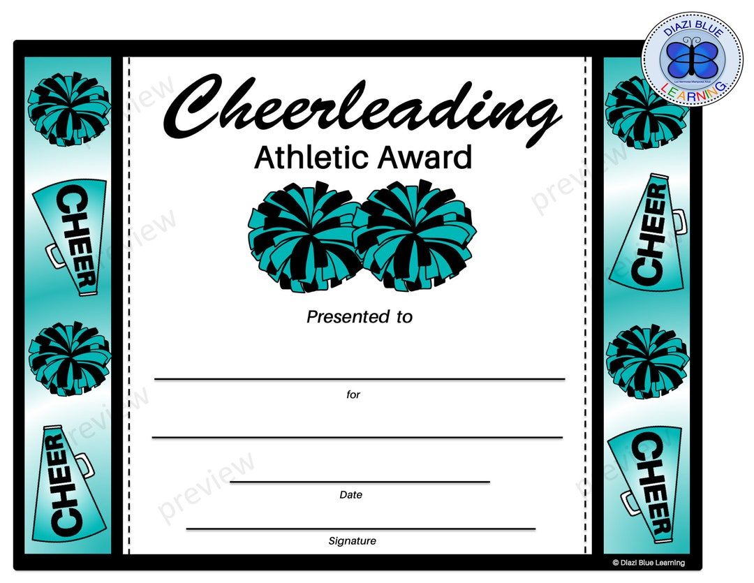 Cheerleading Certificate, Cheerleading Award, Editable Cheerleading ...