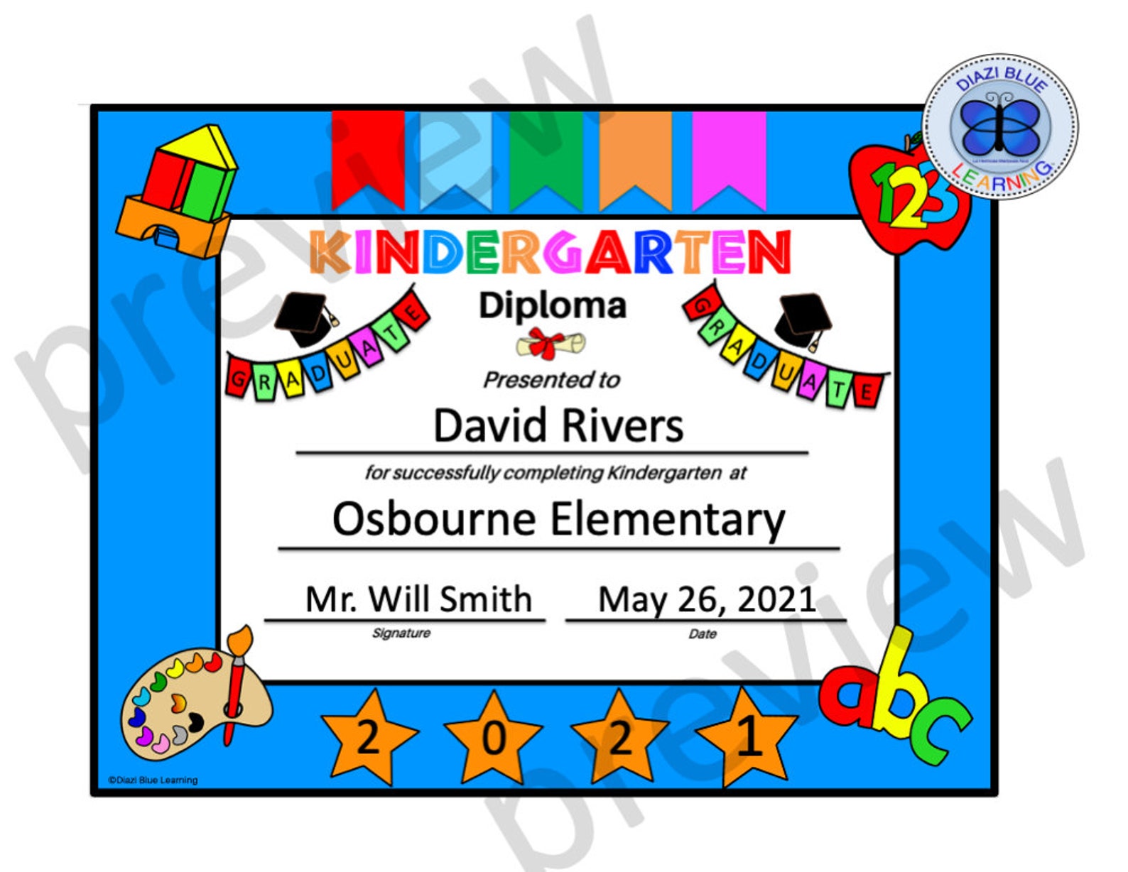 Preschool Graduation Diploma, Pre-k Graduation Diploma, Kindergarten ...