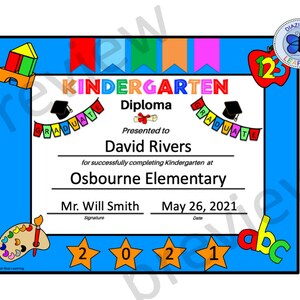 Preschool Graduation Diploma, Pre-k Graduation Diploma, Kindergarten ...