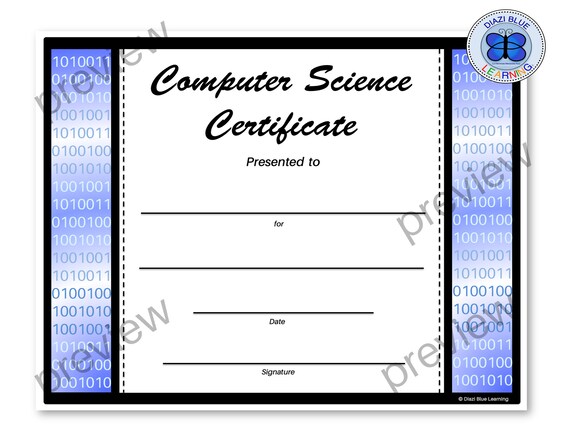 Computer Science Certificate Coding Award Coding | Etsy