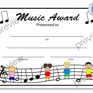 Music Certificates, Printable Music Certificates, Music Awards ...