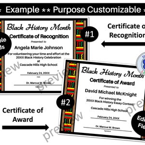 Black History Month Certificate of Appreciation With Bonus Awards ...