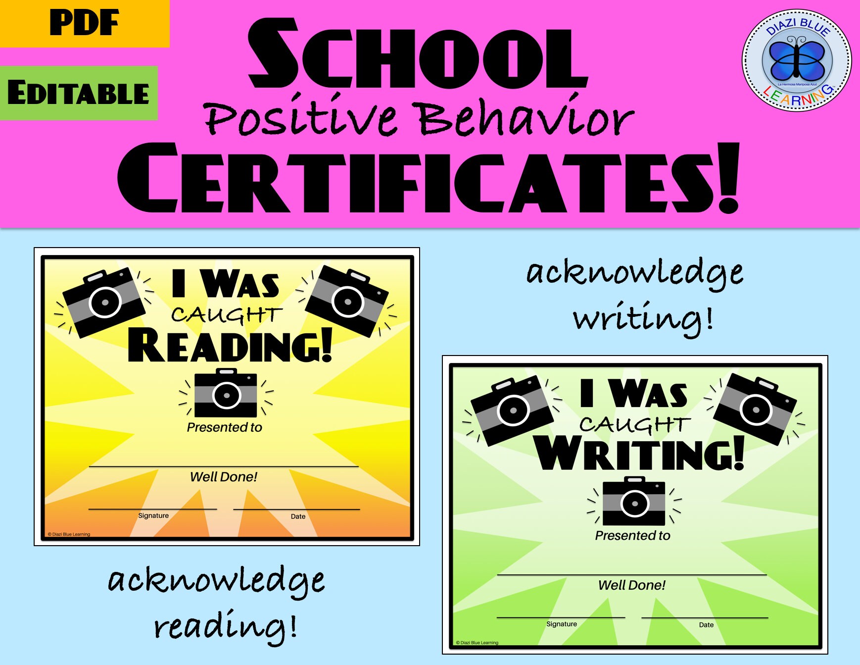 Positive Behavior Certificate, Positive Behavior, Caught Reading, Good ...