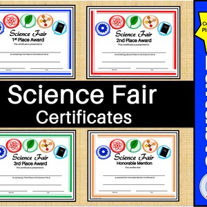Science Fair Certificates, PDF Science Fair Certificates, Editable ...