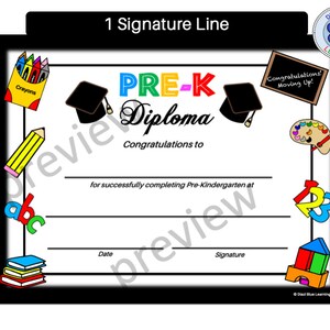 Pre-k Diploma, Pre-k Graduation Diploma, Fillable Prekindergarten ...