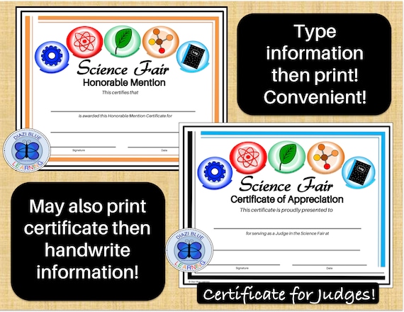 Science Fair Certificate Template