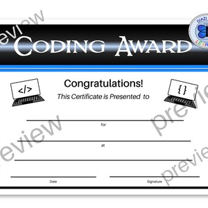 Coding Award Coding Certificates Coding Achievement - Etsy