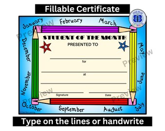Student of the Week Certificate, Editable PDF Student of the Week Award ...