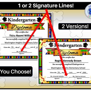 Kindergarten Graduation Diploma, Kente Editable Kinder Diploma, 1 or 2 ...
