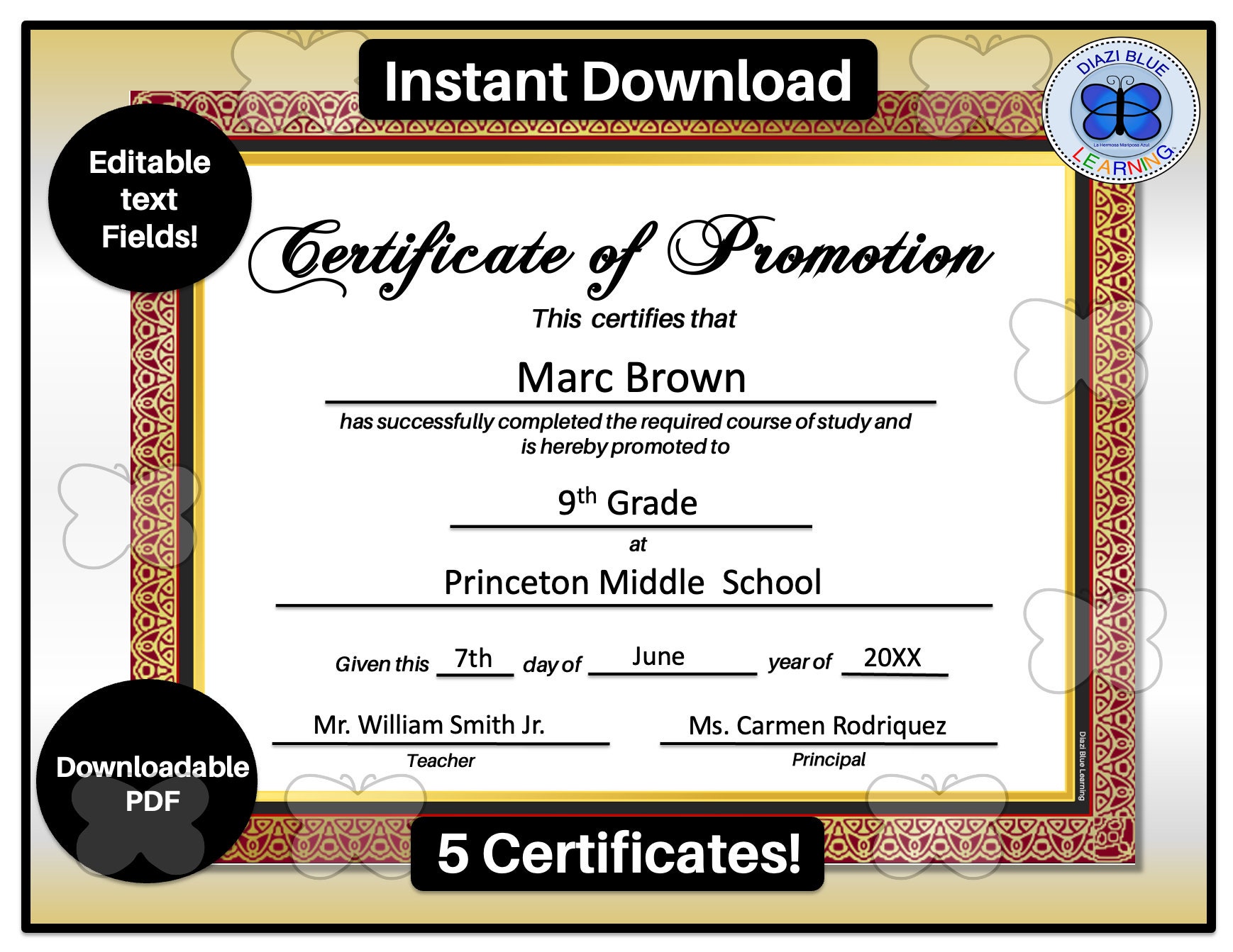 5 Pack Certificates of Promotion, End of Year School Certificates ...