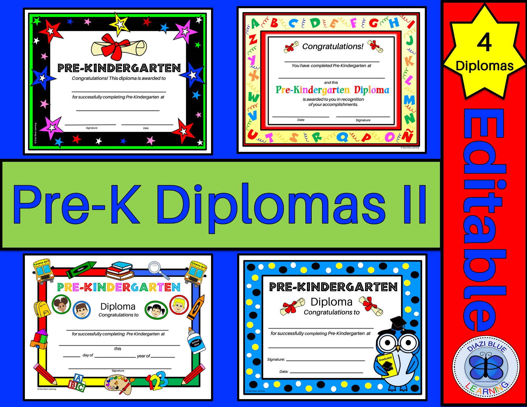 Pre-k Diplomas, Pre-k Certificates, End of Year Certificate, Printable ...