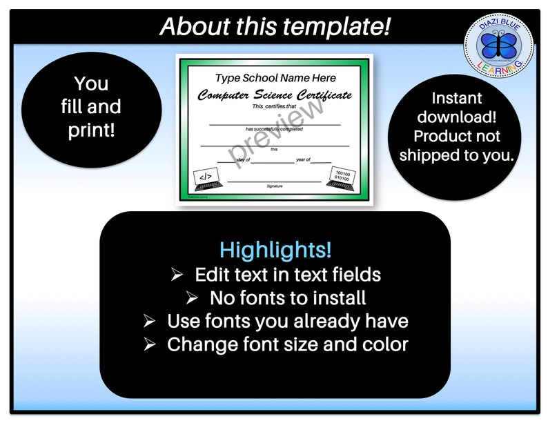 Computer Science Certificates, Programming Certificate, Coding Award ...