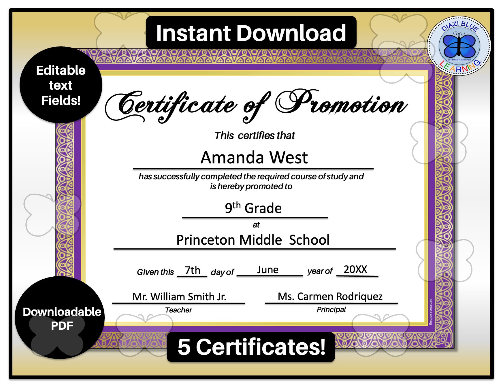 5 Pack Certificates of Promotion, End of Year School Certificates ...