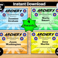 Archery Award, Editable Archery Certificate Award PDF, Archery ...