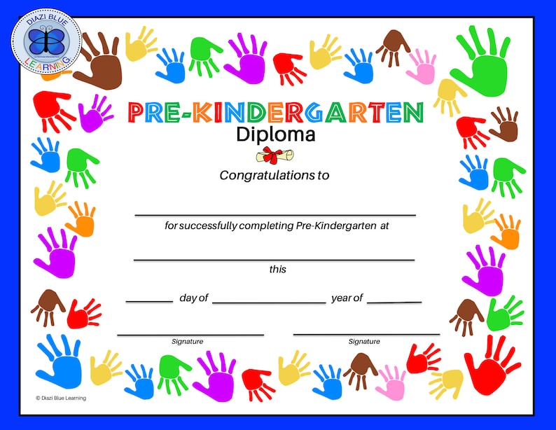 Pre-k Diplomas, Pre-k Certificates, End of Year Certificates, PDF Pre-k ...