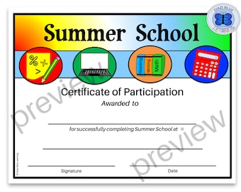 Summer School Certificate, Editable Summer School Certificate ...