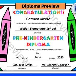 Pre-k Diplomas, Pre-k Certificates, End of Year Certificates, Editable ...