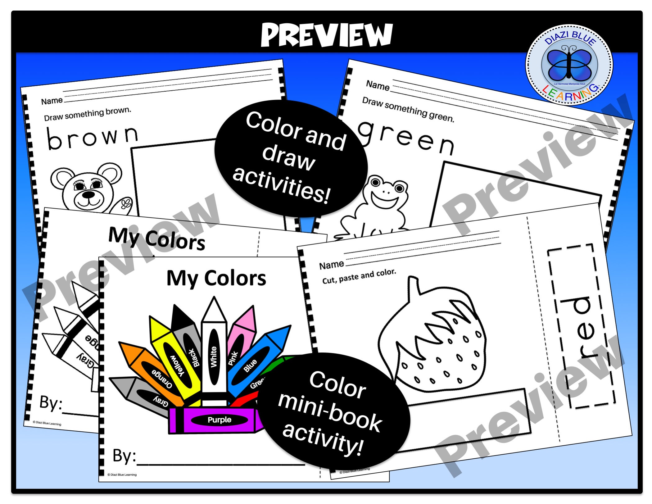 Learn Colors Activities for Kids Mini Book Learning Colors Prek ...