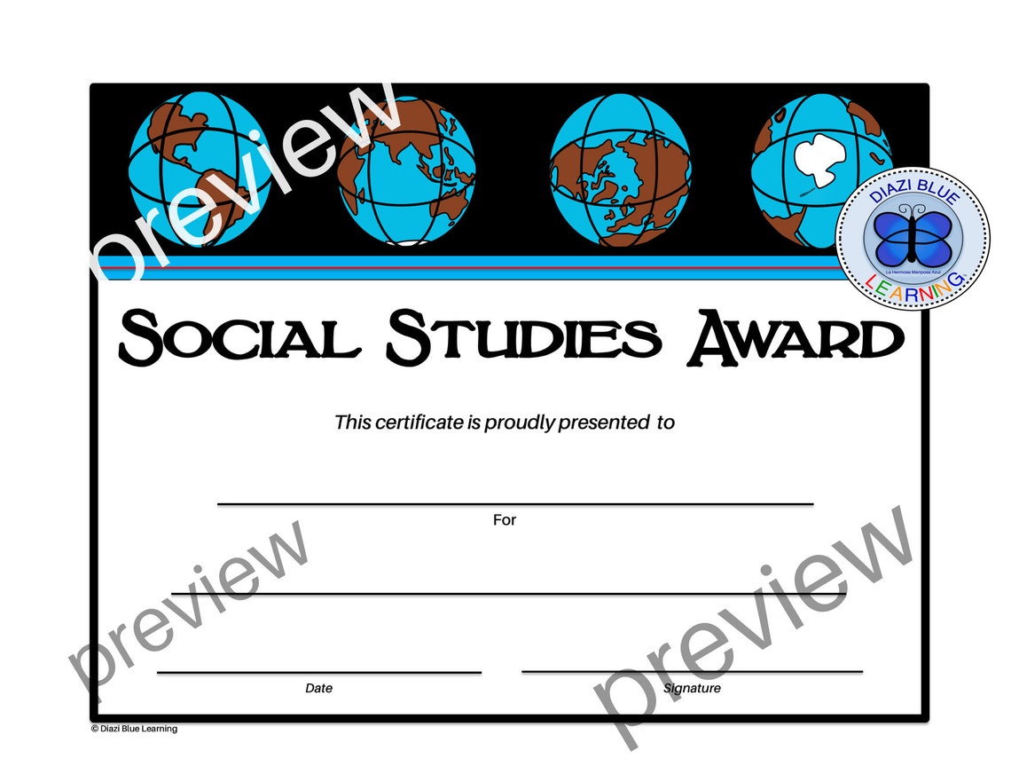 Social Studies Certificate End of Year Certificates PDF - Etsy