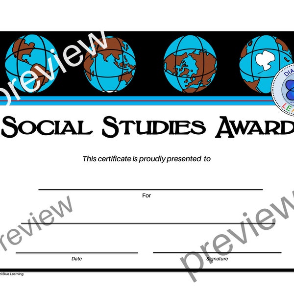 Social Studies Certificate Editable - Etsy