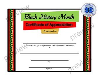 Black History Month Certificate of Appreciation Editable | Etsy
