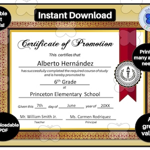 Certificate of Promotion, Certificate of Completion, End of Year School ...