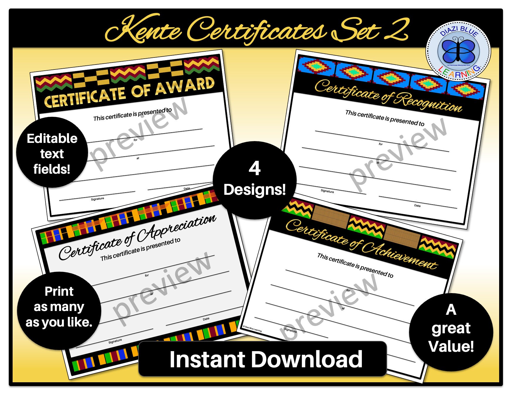 Kente Certificate, Kente Award Set, Kente School Achievement ...