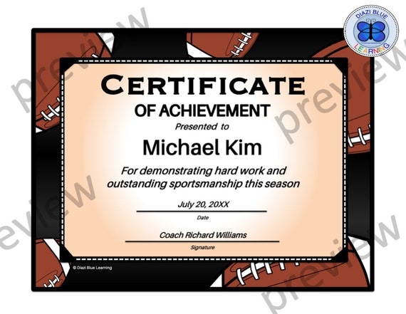 Editable Football Certificate PDF Football Certificate With | Etsy