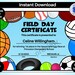 Field Day Certificate 2, Field Day Award, Editable Field Day ...