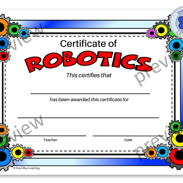 Certificate of Robotics Certificate - Etsy