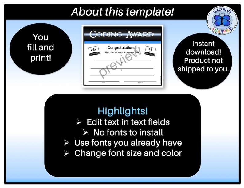 Coding Award, Coding Certificates, Coding Achievement, Computer Science ...