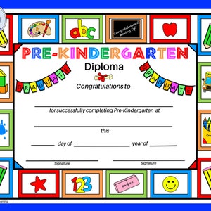 Pre-k Diplomas, Pre-k Certificates, End of Year Certificates, PDF Pre-k ...