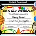 Field Day Certificate #1, Field Day Award, Editable Field Day ...