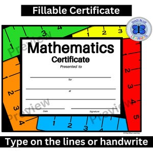 Math Certificate, PDF Math Certificate, School Certificates, Classroom ...