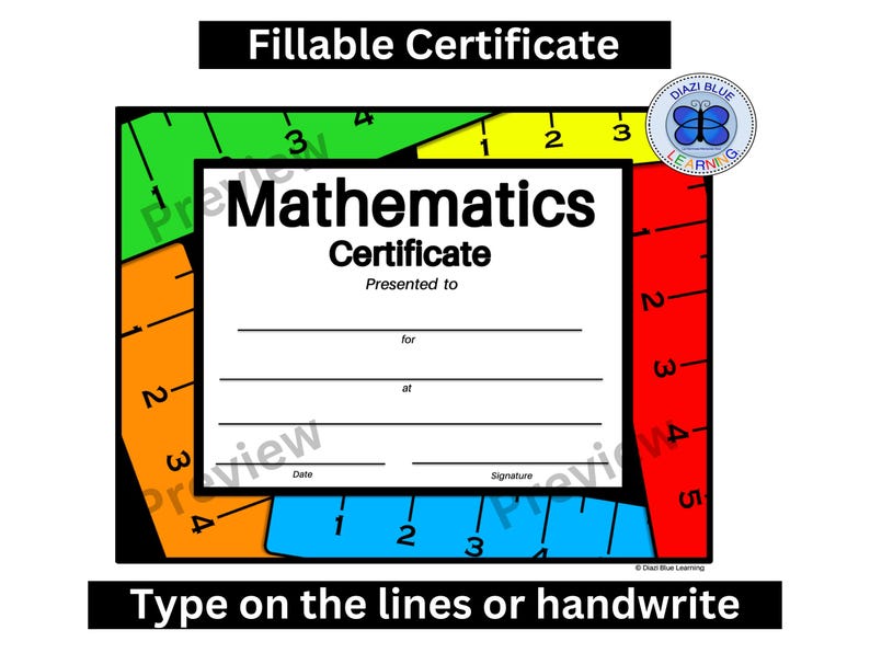 Math Certificate, PDF Math Certificate, School Certificates, Classroom ...