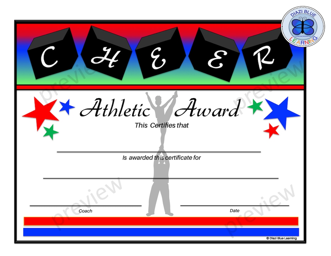 Cheerleading Certificate, Editable Cheer Certificate, Cheerleading ...