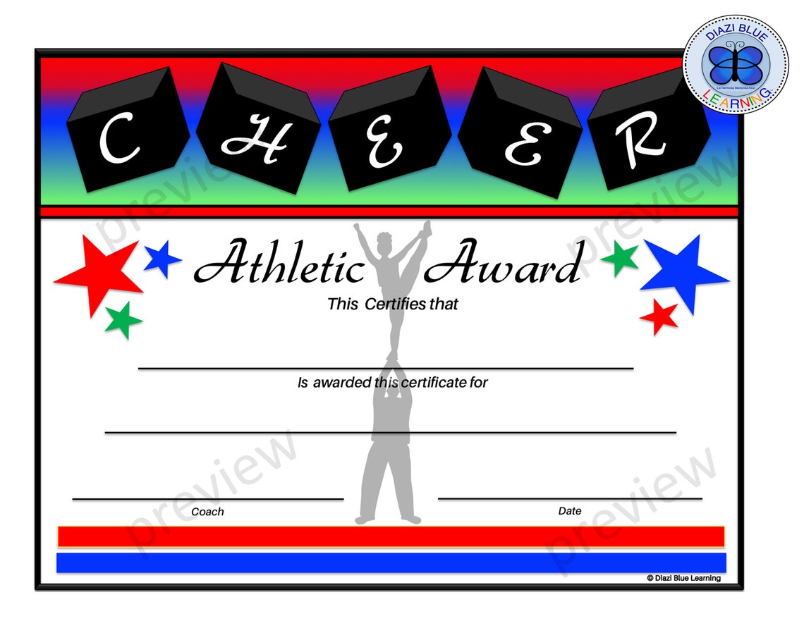 Cheerleading Certificate Editable Cheer Certificate - Etsy