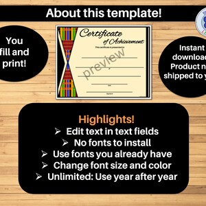 Kente Certificate, Kente Award Set, Black History Month Certificate ...
