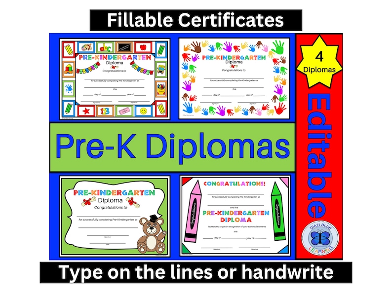 Pre-k Diplomas, Pre-k Certificates, End of Year Certificates, PDF Pre-k ...