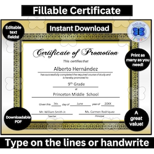 Certificate of Promotion, Certificate of Completion, End of Year School ...