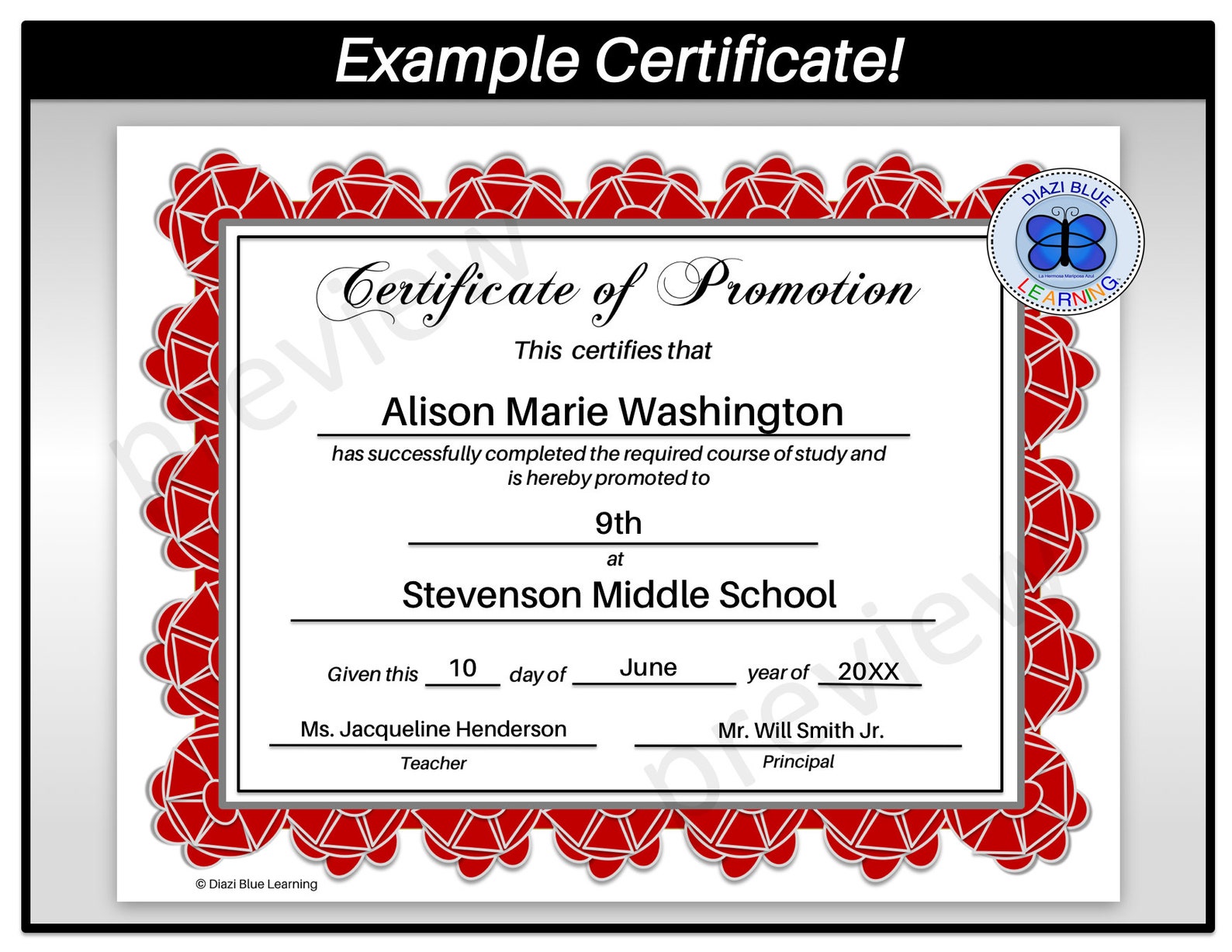 Certificate of Promotion Certificate of Completion End of - Etsy